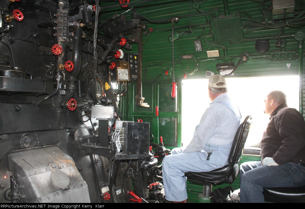 Inside the cab of UP 844 with Lynn Nystrom as the Engineer
